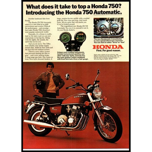 Honda | Art | 976 Honda Cb75 Automatic Motorcycle Vintage Print Ad ...